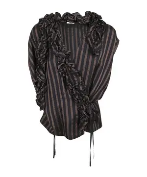 Dries Van Noten Striped Ruffled Top - No