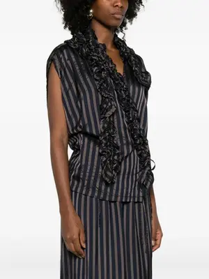 Dries Van Noten Striped Ruffled Top - No