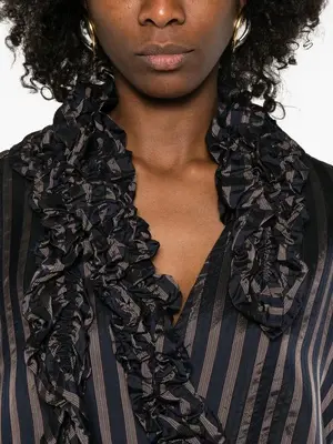 Dries Van Noten Striped Ruffled Top - No