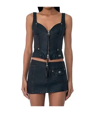 KNWLS Sleeveless Plunge Top With Zipper Detail