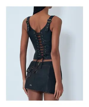 KNWLS Sleeveless Plunge Top With Zipper Detail