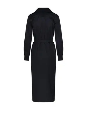 Max Mara Long-sleeve Collared Midi Dress With Waist Tie