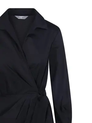 Max Mara Long-sleeve Collared Midi Dress With Waist Tie