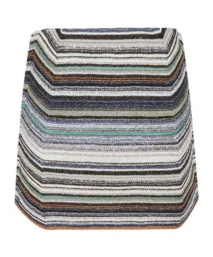 Missoni Metallic Striped Knitted Skirt - Gray