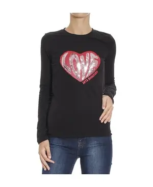 Moschino Long Sleeve T-shirt With Heart Logo Detail