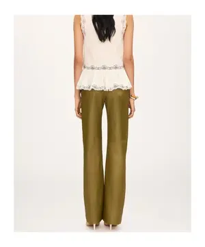 Chloé Straight Leather Pants - Eucalyptus