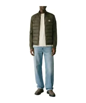 Moncler Padded Zip-up Cotton Blend Down Cardigan - Brown