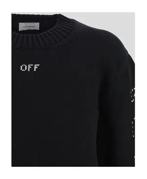 Off-White Embroidered Arrows Motif Crewneck Knitted Jumper - Black