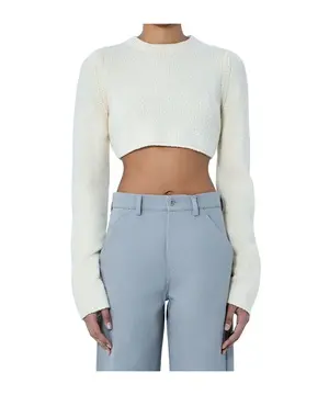 RIER Cropped Knitted Jumper - White