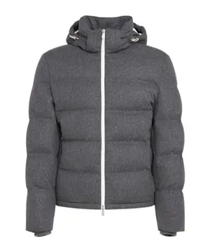 Brunello Cucinelli Wool Cashmere Down Jacket With Drawstring Hood