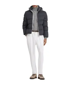 Brunello Cucinelli Wool Cashmere Down Jacket With Drawstring Hood