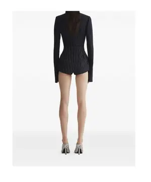 MUGLER Pinstripe Belted Shorts