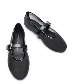 STUART WEITZMAN Round Toe Buckled Flats