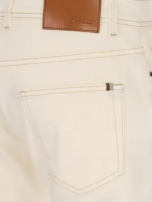 Canali Straight-leg Jeans With Logo Patch - Nude