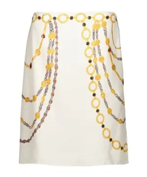 Versace Chain-printed Twill Pencil Skirt - White/print