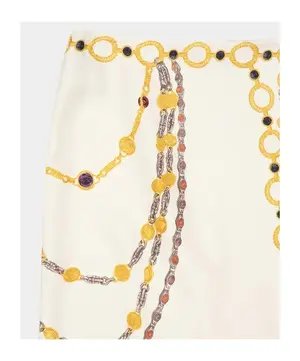 Versace Chain-printed Twill Pencil Skirt - White/print