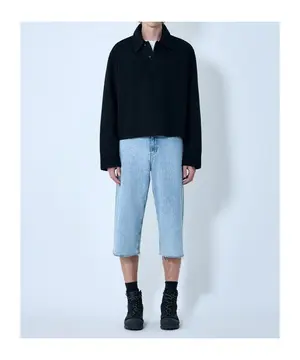 RIER Button Detailed Long-sleeved Polo Shirt - Black