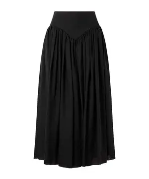 Gabriela Hearst Juniper Patchwork Midi Skirt - Black