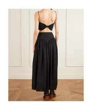 Gabriela Hearst Juniper Patchwork Midi Skirt - Black
