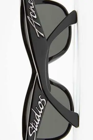 Acne Studios Embossed Logo Square Frame Sunglasses - Black