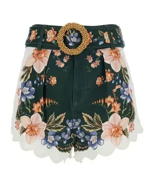 Farm Rio Belted Floral Print Shorts