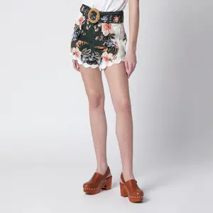 Farm Rio Belted Floral Print Shorts