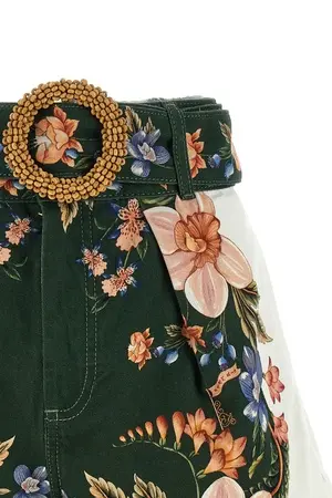 Farm Rio Floral Scalloped High-waisted Shorts