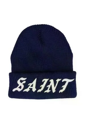 SAINT MXXXXXX Ribbed Beanie With Logo Patch - Blue