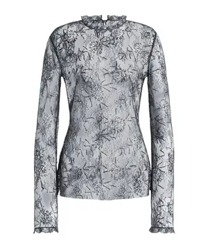 Alberta Ferretti Embroidered Lace Long Sleeve Shirt