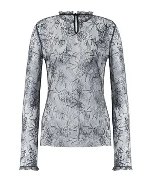 Alberta Ferretti Embroidered Lace Long Sleeve Shirt
