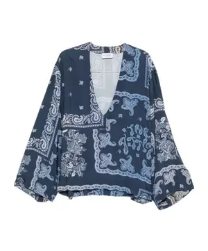 Attico Paisley Print V-neck Blouse With Long Sleeves