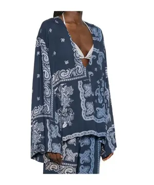 Attico Paisley Print V-neck Blouse With Long Sleeves