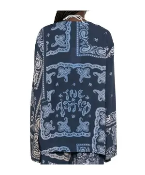 Attico Paisley Print V-neck Blouse With Long Sleeves