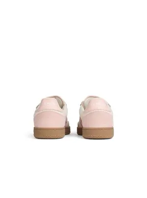 Balmain Swan Low Top Sneakers In Smooth Leather And Suede - Nude