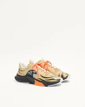Valentino Garavani Panther Blaze Low-top Sneakers In Ripstop Fabric - Beige/black