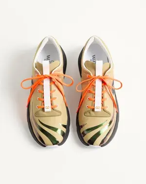 Valentino Garavani Panther Blaze Low-top Sneakers In Ripstop Fabric - Beige/black