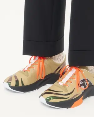 Valentino Garavani Panther Blaze Low-top Sneakers In Ripstop Fabric - Beige/black