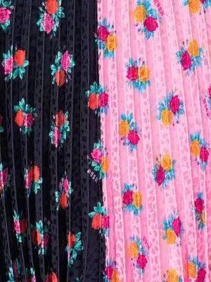 MSGM Floral Print Pleated Midi Skirt