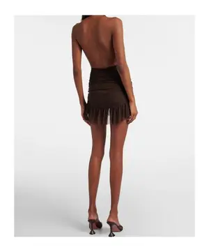 Norma Kamali Halterneck Ruched Mini Dress