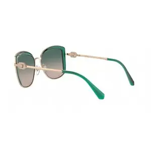 BVLGARI Rose Gold Frame Emblem Sunglasses - Green