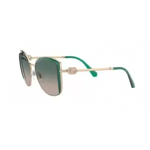 BVLGARI Rose Gold Frame Emblem Sunglasses - Green