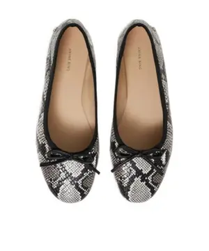ANINE BING Jamie Embossed Ballerina Flats - Gray