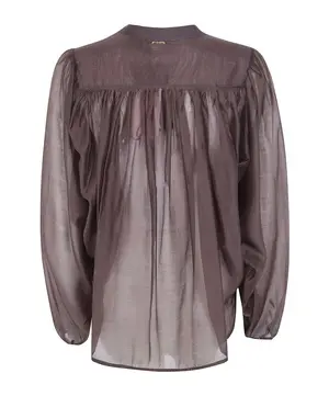 TWINSET Sheer Pleated Puff Sleeve Shirt