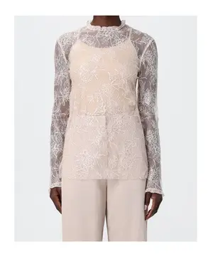 Alberta Ferretti Long-sleeve Lace T-shirt - Pink
