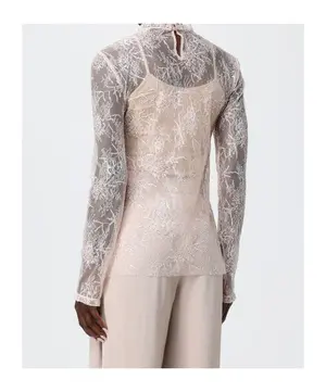 Alberta Ferretti Long-sleeve Lace T-shirt - Pink