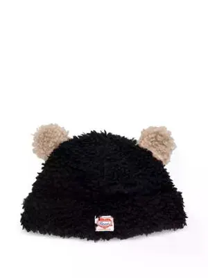 BASICKS Bear-ear Pom-pom Beanie - Black