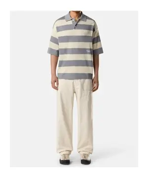 Stone Island Striped Knitted Polo Shirt