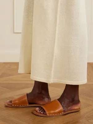 TOTEME Studded Leather Slides - Tan