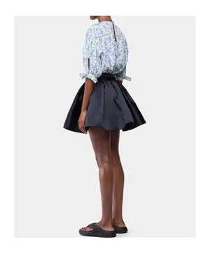 Rabanne Floral Puff Sleeve Crop Top