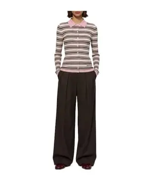 Moncler Striped Cotton Long Sleeve Polo Shirt
